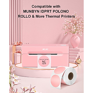 NELKO 2 Inch Pink Circle Thermal Stickers Labels, Self-Adhesive Round Thermal Stickers for Small Businesses, DIY Logo Design, Customized Thank You Stickers, QR Code 750 Labels/Roll