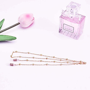 Jurxy 3PCS Eyeglass Chain Sunglass Strap Holder Reading Glass Cords Lanyard Beaded Necklace Chain Eyewear Retainer Chain Metal Beaded Eyeglasses Long Necklace Fashion Accessories