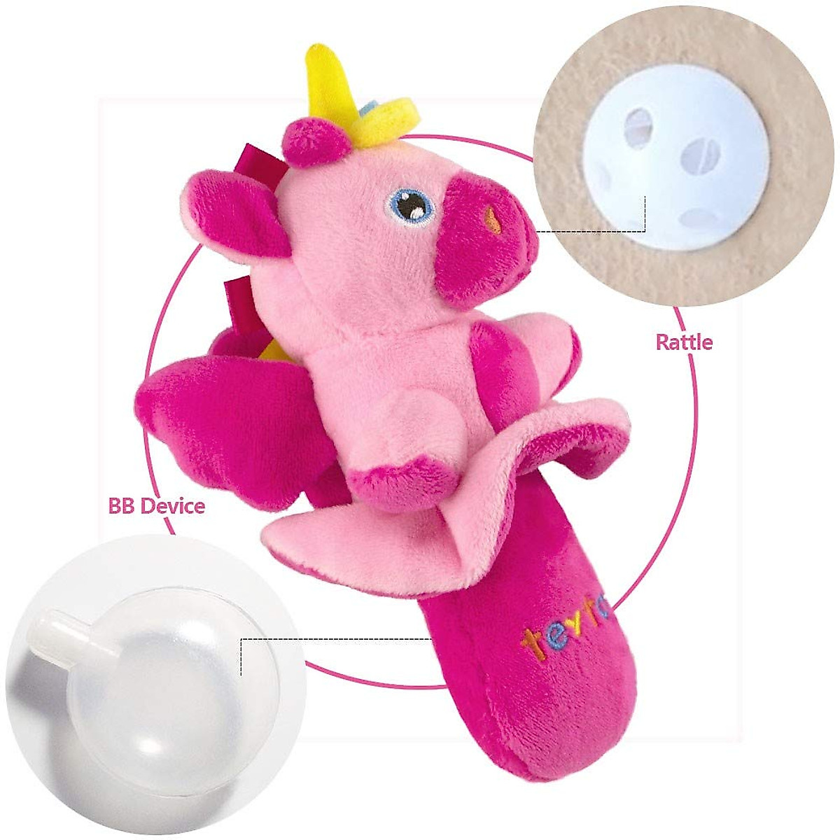 Twocow Baby Rattles 2-Piece Set of Soft Baby Pink Horse and Angel Pig Animal Toys, 0-3-6-9-12 Month-Old Baby, New boy and Girl Baby Bell Animals Plush Toys Gifts