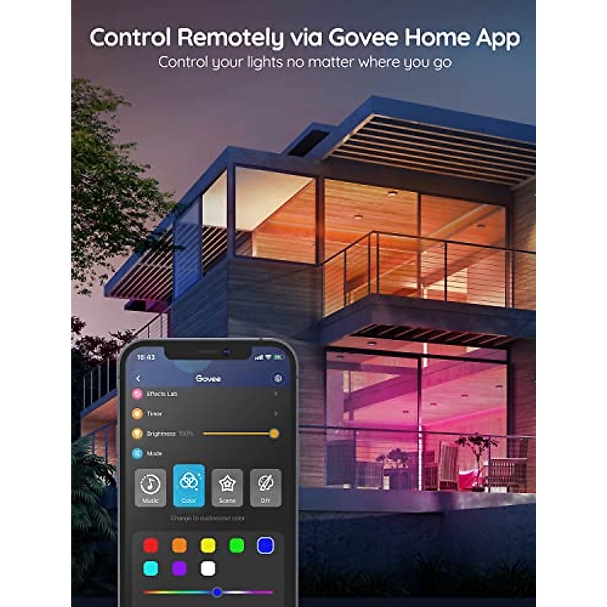 Govee Smart WiFi LED Strip Lights , 50ft RGB LED Lights Work with Alexa and Google Assistant, Color Changing Light Strip, Music Sync, App Controlled LED Lights for Bedroom and Gaming, Easy to Install