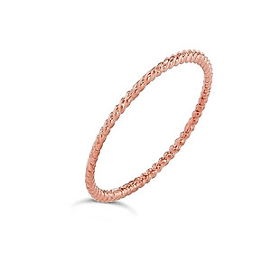 10K Rose Gold Dainty Stackable Rope Cable Design Thin Slender Band Ring - Size 6-1/4