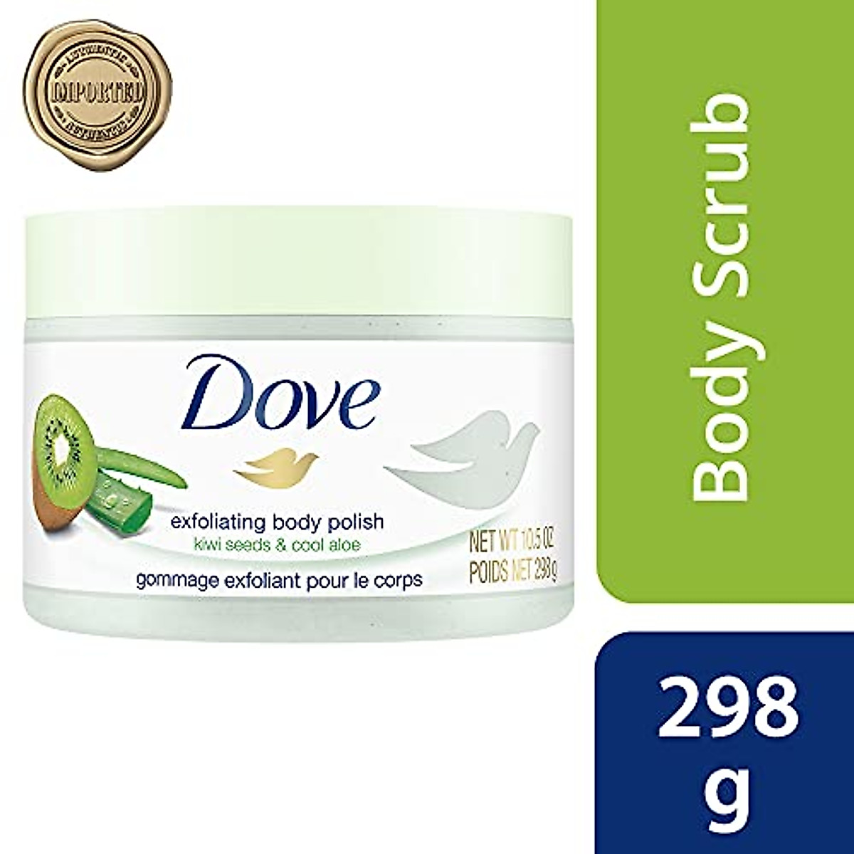 Dove Exfoliating Body Polish Body Scrub Kiwi & Aloe 10.5 oz