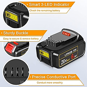 Amityke Compatible with Dewalt 6.0Ah 20V Battery 2Pack Replacement for Dewalt 20V Batteries DCB205 DCB206 DCB204 DCB200 (Yellow)