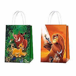 ANYMONYPF 16 Packs of Lion Paper Bag Theme Party Gift Bag Birthday Gift Bag Snack Candy Bag Childrens Party Supplies