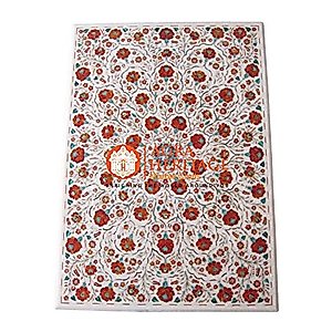 Marble Dining Center Table Top Carnelian Inlay Marquetry Restaurant Decor | 36"x24" Inches