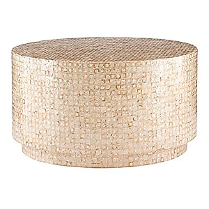 Linon Gold Capiz Mosaic Kiro Coffee Table, 30 in x 30 in x 17 in