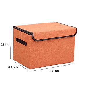 Vmotor Storage Bins, Foldable Storage Box Cube Chest with Lids and Handles Fabric Storage Basket Bin Organizer Collapsible Drawers Containers for Nursery, Closet, Bedroom, Home(Orange,2 Pack)