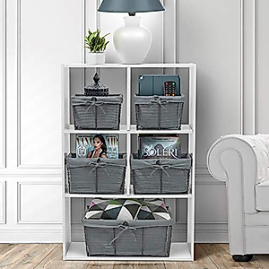 Sorbus Premium Basket Set with Cotton Fabric Liner - Multipurpose Versatile Stackable Baskets for Organizing - Rustic Farmhouse Open Home Storage Bins & Decorative Baskets for Shelves - 5 Pack | Gray