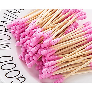 UUYYEO 200 Pcs Double Head Cotton Swabs Ear Cleaning Cotton Buds Makeup Remover Swabs Spiral Cotton Heads for Cosmetics Blue