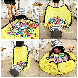 2-in-1Toy Storage Basket with Large Play Mat,Large Blanket Toys Chest Case Bag Kids Room Drawstring Bins Box Floor Activity Buckets