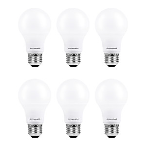 SYLVANIA ECO LED A19 Light Bulb, 100W Equivalent, Efficient 14.5W, 7 Year, 1450 Lumens, Non-Dimmable, Frosted, 2700K, Soft White - 6 Pack (40885)