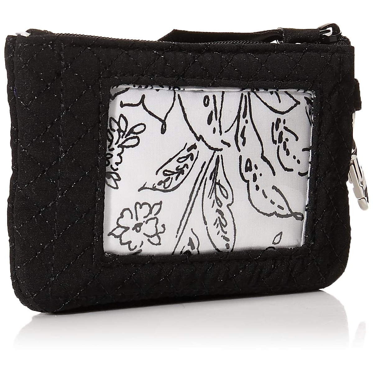 Vera Bradley Women's Microfiber Zip ID Case and Lanyard Combo, Black, One Size