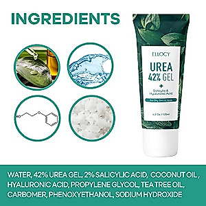 Ellocy 42% Urea Gel Max Plus Salicylic & Hyaluronic Acid - cracked heel repair callus remover gel for Elbows, Feet, and Hands, and cracked heel, calloused feet remover gel