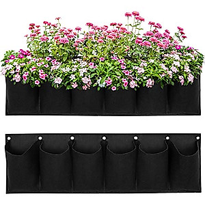 COSYLAND Hanging Garden Planter with 6 Pockets, Wall Hanging Planting Grow Bags Flowerpot for Succulents Flowers Basil Ferns Strawberry Great Outdoor Wall Decor for Patios and Gardens
