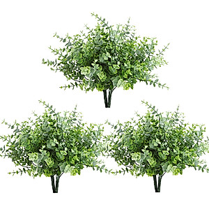 THE BLOOM TIMES 18 Pack Artificial Greenery Stems Fake Greenery Boxwood Picks Faux Plants Outdoor UV Resistant for Farmhouse Home Garden Patio Wedding Indoor Outside Decor in Bulk Wholesale