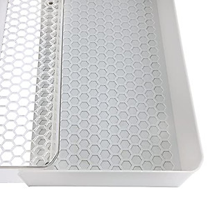 Spectrum Diversified Hexa Expandable Divided Drawer Organizer Tray Modern Kitchen Cutlery, Utensil, Silverware Holder, Cabinet Storage, 13 x 16, Clear Frost/Stone Gray