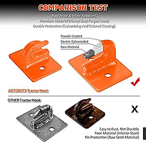 AUTOBOTS 3/8" Tractor Bucket Grab Hook (2 Pack), 15,000lbs Break Strength Grab Hooks with Grade 70 Forged Steel Bolt Compatible for John-Deere Truck UTV ATV Tractor Bucket(Orange)