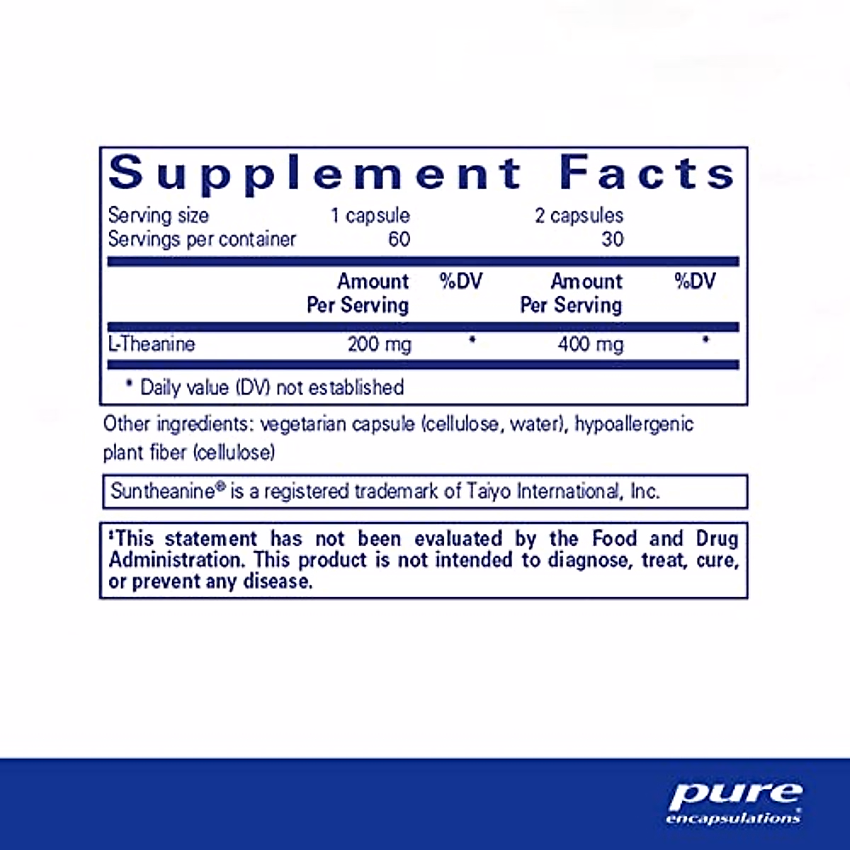 Pure Encapsulations L-Theanine | Amino Acid Supplement for Relaxation* | 60 Capsules