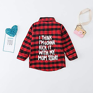 Toddler Baby Boy Girl Plaid Shirt Long Sleeve Button Down Red Flannel Tops Clothes