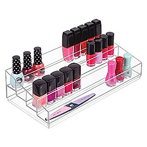 iDesign Tiered Cosmetics & Nail Polish Organizer, The Clarity Collection – 12.75 IN X 6.5IN X 3.75 IN, Clear