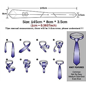 Ties for Men, Black Mens Ties Pocket Square Cufflink Tie Clip Set (Black)