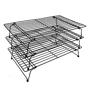 Baker's Secret Set of 3 Cooling Rack, Nonstick Coating for Easy Release, for Baking Roasting Cooking, Dishwasher Safe DIY Home Baking Supplies Accessories - Essentials Collection