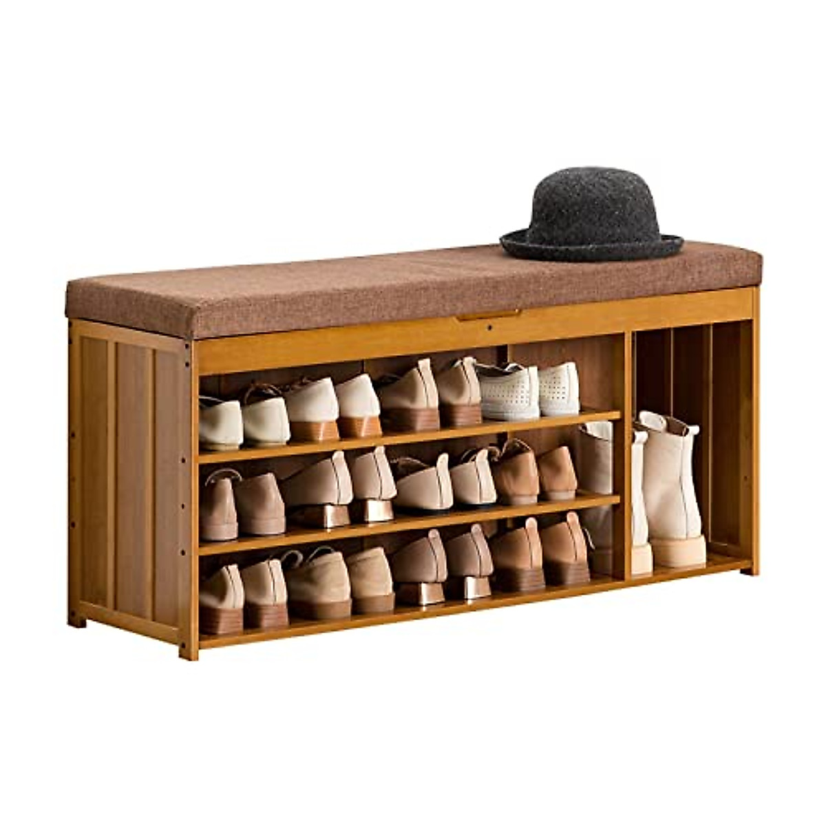 TBVECHI Wood Shoe Bench, 3-Tier Shoe Rack Bench, Entryway Storage Shelf ...