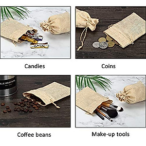 Burlap Bags 5 x 4 Inch with Drawstring -Natural Linen Bag Gift Bags Jewelry Sacks Strong Small Jute Bag for Festivals, DIY Craft, Present, Party Favors, Snacks, Jewelry and Anniversaries