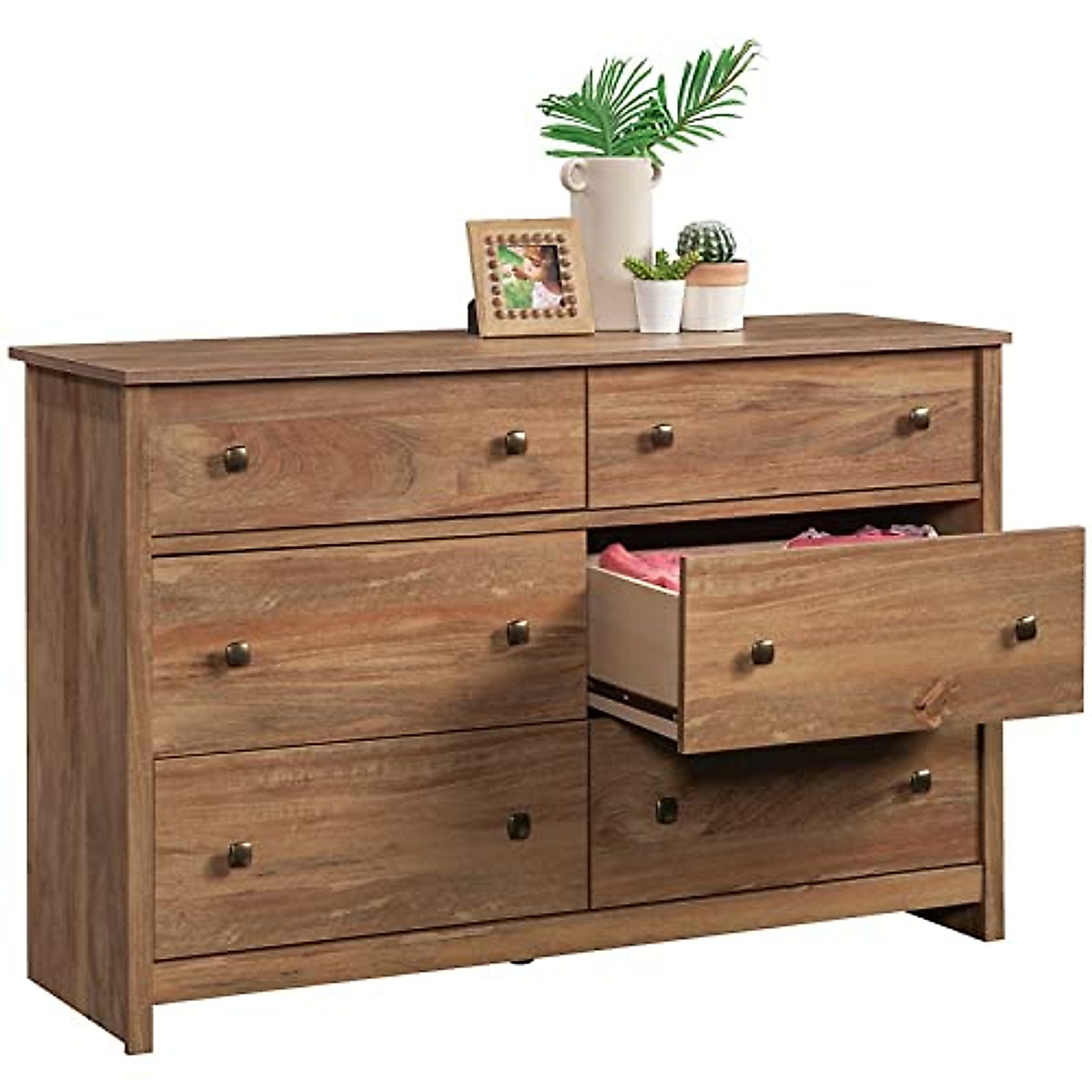 Sauder River Ranch 6-Drawer Bedroom Dresser Sindoori Mango, Sindoori Mango Finish