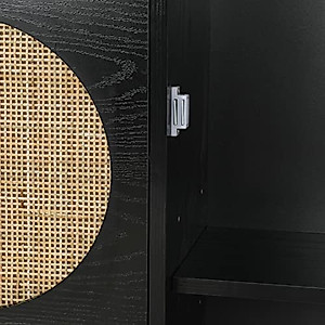 Pvillez Shoe Storage with Flip Drawers,NaturalRattan Shoe Cabinets,Shoe Organizer Rack w Wooden Shoe Organizer for Entryway/Bedroom/Living Room/Apartment,Free Standing