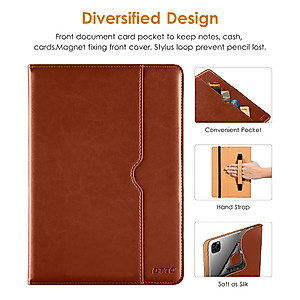 DTTO iPad Pro 12.9 6th / 5th / 4th / 3rd Generation Case 2022/2021/2020/2018, Premium Leather Folio Stand Cover with Built-in Apple Pencil Holder -Auto Wake/Sleep and Multi Viewing Angles,Brown