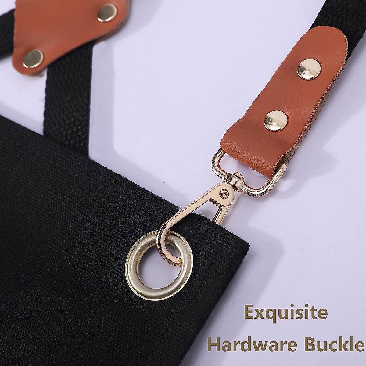 AFUN Chef Aprons for Women Men with Large Pockets, Cotton Canvas Cross Back Water Repellent Work Apron, Size M to XXL (Black)