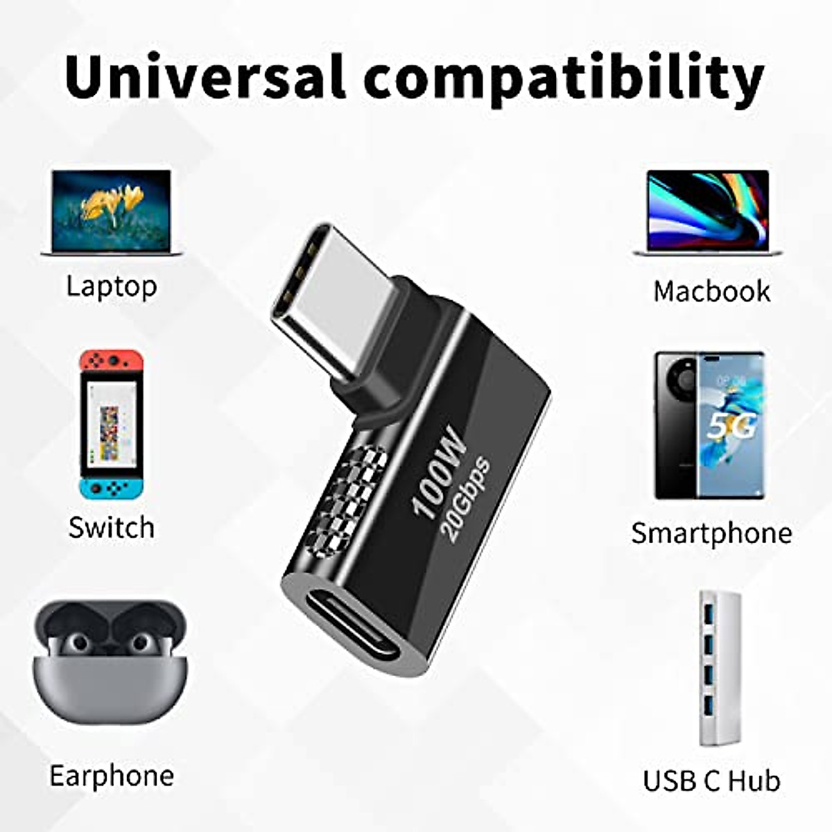 Duttek 90 Degree USB C Adapter - Fast Charging & 8K Support