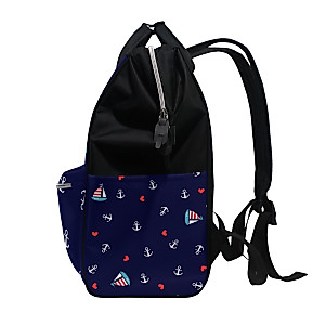 My Little Nest Large Capacity Diaper Bag Cute Anchors Sailboat Durable Multi Function Travel Backpack for Mom Girls