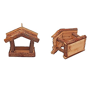 LXING Bird feeders for Outdoors Hanging Crude Wood Outdoor Bird Feeder,Wild Bird Feeder Ideal Gift for Nature Bird Love for Garden Yard Decoration