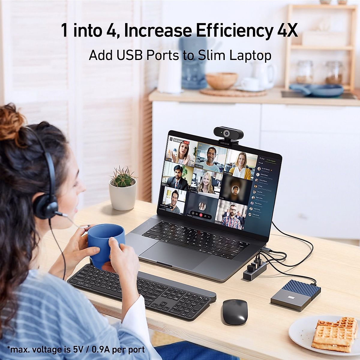 USB C to USB Hub 4 Ports, uni Aluminum USB 3.0 Multiport Adapter [Thunderbolt 3/4 Compatible] for MacBook Pro/Air, Mac Mini M2, Surface Laptops, XPS | Keyboard, Mouse, HDD, and More