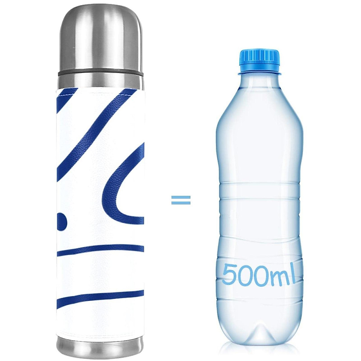 Stainless Steel Leather Vacuum Insulated Mug Line Thermos Water Bottle for Hot and Cold Drinks Kids Adults 16 Oz