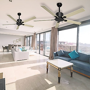 BECLOG Ceiling Fans with Lights and Remote, 52 Inch Outdoor Modern Black Fan for Patio Farmhouse Bedroom