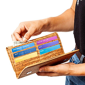 Corkor Cork Slim Long Wallet – Women’s Clutch - RFID Blocking - Vegan Leather – Cruelty Free – Eco Friendly - Zebra