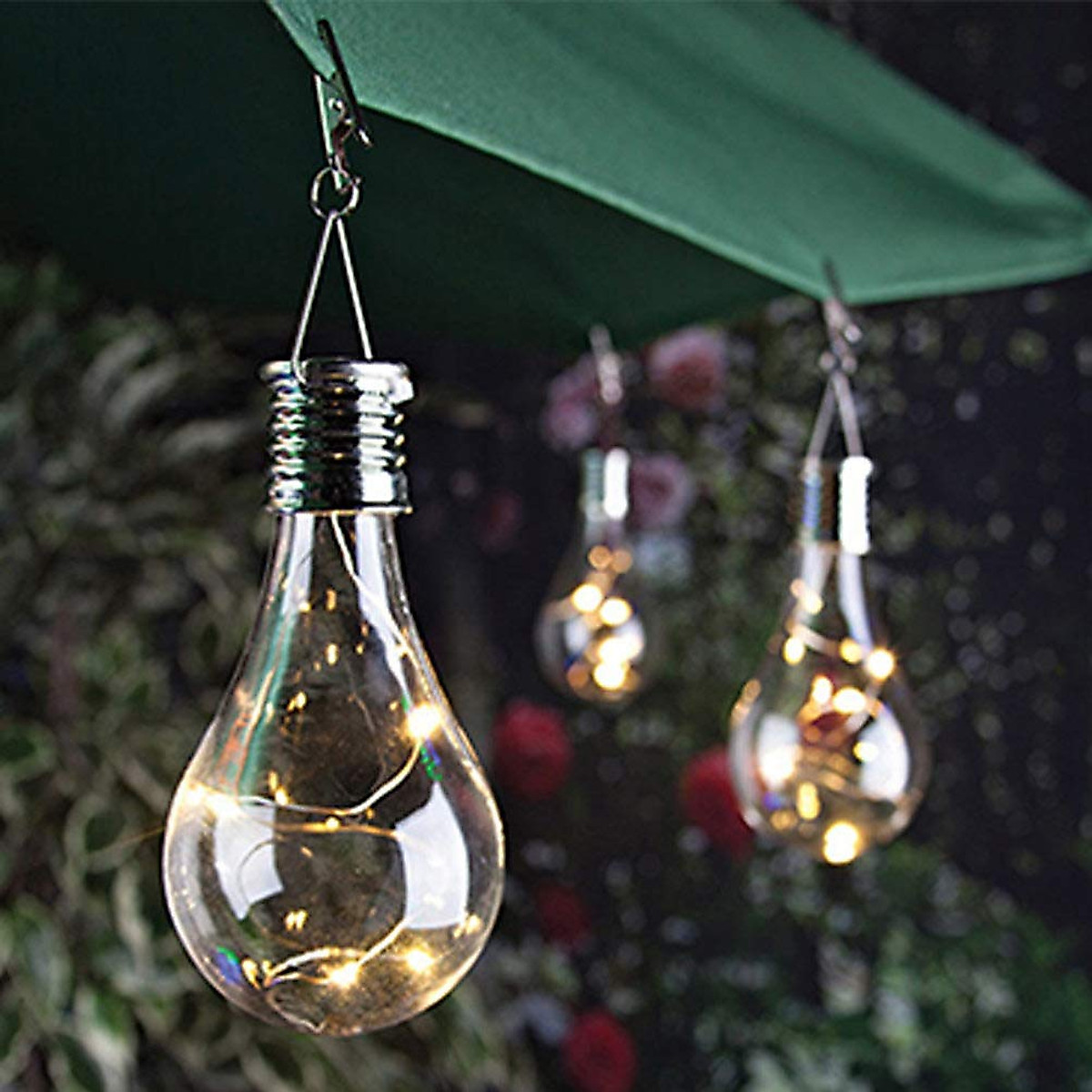 Abaodam 5pcs Solar Light Bulbs LED Outdoor Light Bulb Waterproof Hanging Lights Globe Garden Light for Garden Yard Camping (Warm White Light)