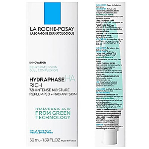 La Roche-Posay HydraphaseHA Rich, Hyaluronic Acid Face Moisturizer for Dry Skin with 72HR Hydration, Oil Free & Non-Comedogenic, 50 ML , 1.69 fl. oz.