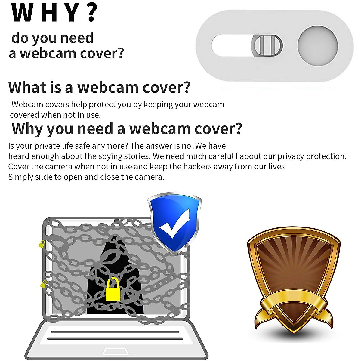 S MOSENCH Webcam Cover Slide Ultra Slim Web Camera Cover for Computer, Dell HP Laptop, Mac, Mac Book Pro, Smartphone, Slider Camera Blocker Protect Privacy and Security (4 Pack)