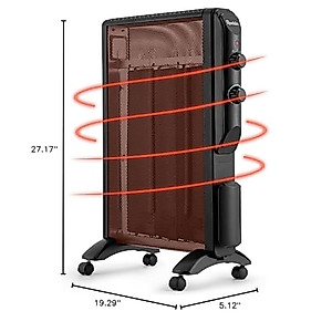 Reekie Electric Space Heater for Indoor Use 1500W, Large Room Heater with Thermostat, 2 Heat Settings, Fast Heating, Quiet, Safety Protection, Portable Mica Heater for Office Home Bedroom 120V Black