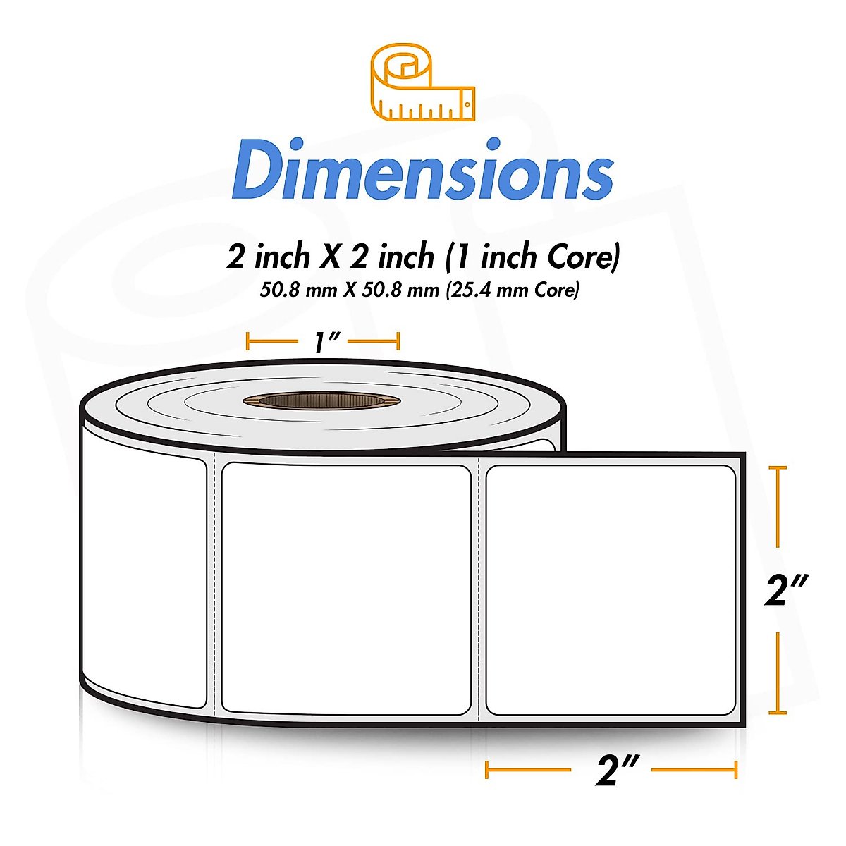 2" x 2" Square Direct Thermal Label - Compatible with Rollo Label Printer & Zebra Desktop Printers – 1” Core, Multipurpose Candle QR Barcode Sticker, Adhesive & Perforated - 4 Rolls, 750/Roll