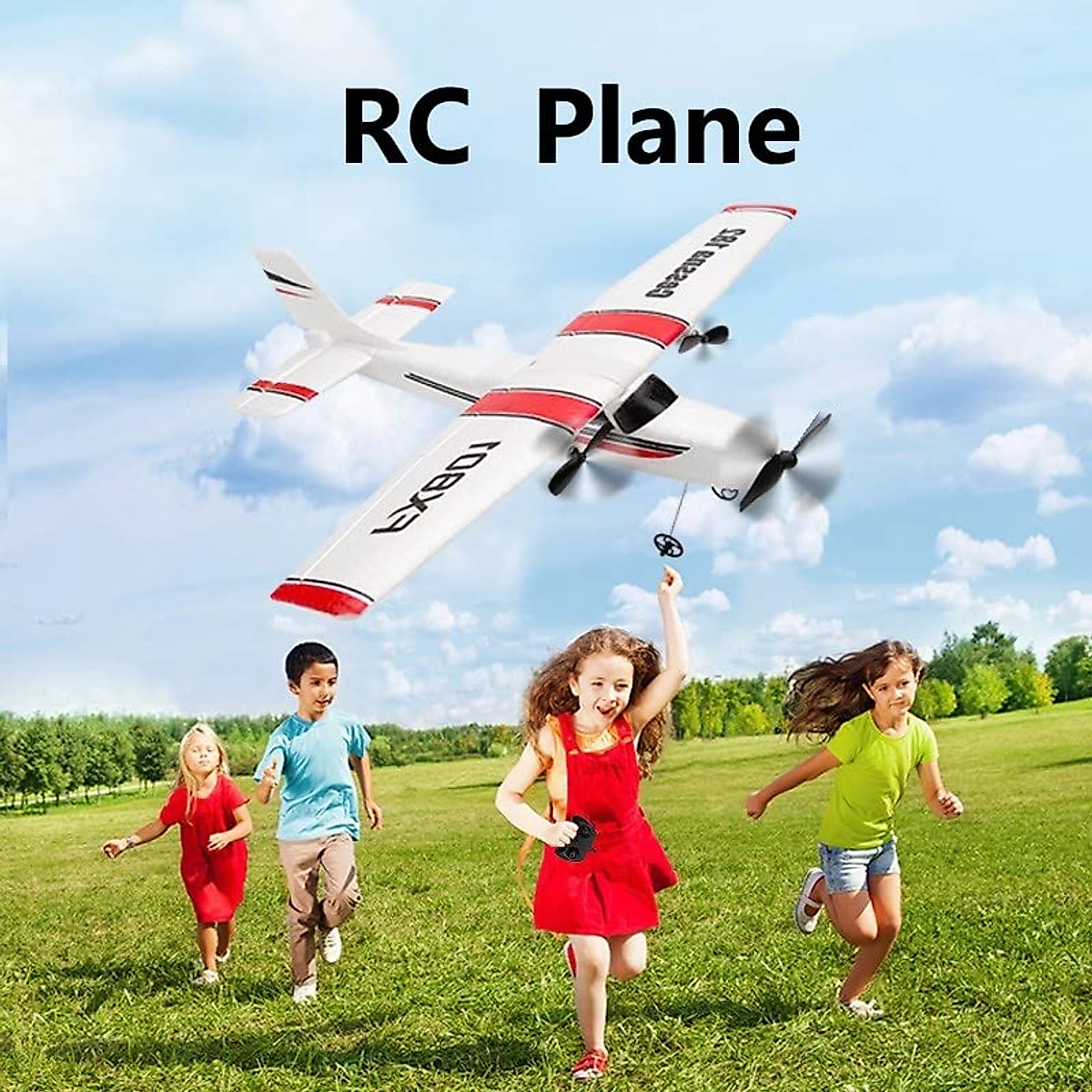 Ouhgnoh RC Plane 2.4Ghz 2 Channels EPP Foam Remote Control Airplane Radio Control Cessna Aircraft Easy to Fly RC Glider Toys for Kids, Boys and Beginners with 3 Batteries
