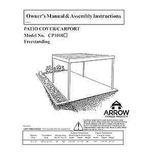 Arrow Sheds CP1010 Free Standing Car Port, 10 by 10-Feet