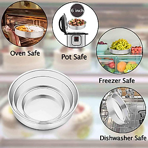 TeamFar Cake Pan, 4’’ - 6’’ - 8’’ - 9½’’ - 11’’, Stainless Steel Round Baking Tier Cake Pans Set, Healthy & Heavy Duty, Mirror Finish & Dishwasher Safe - Set of 5