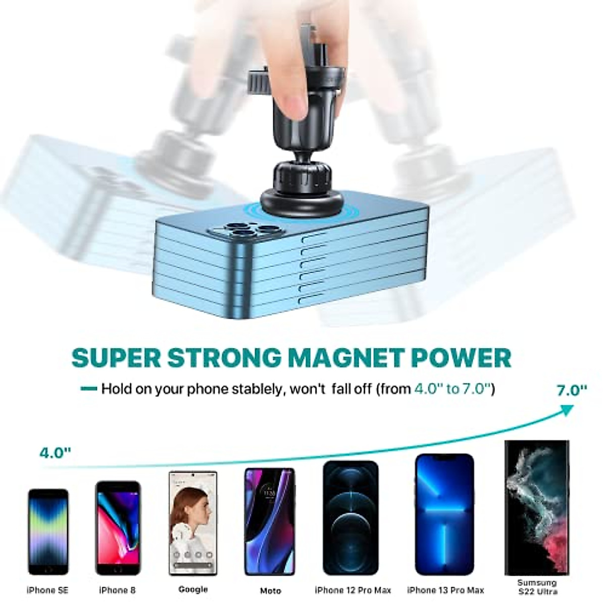 Miracase [Upgraded] Universal Magnetic Phone Holder for Car,[2nd Generation Vent Clip&Strong Magnets] Hands Free Car Phone Mount, Air Vent Cell Phone Holder for All Phones