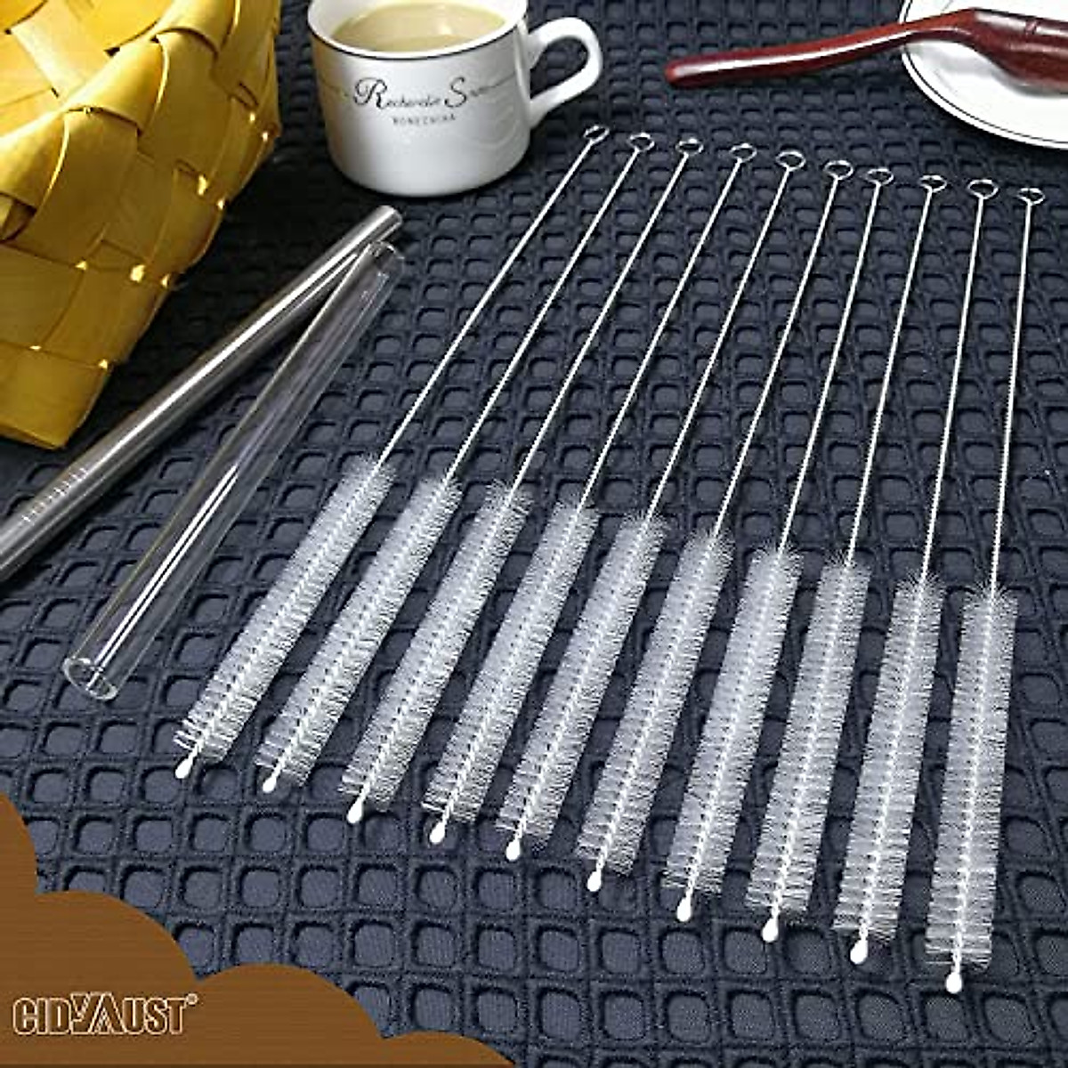 Straw Cleaner Brush Extend 8 inch, Extra Wide 10mm diam Straw Brush, Pipe Cleaners for Water Bottle, Sippy Cup, Baby Bottles, Drinking Straw Cleaning Brush Set 10 Pack