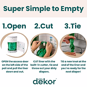 Dekor Classic Hands-Free Diaper Pail | Gray | Easiest to Use | Just Step – Drop – Done | Doesn’t Absorb Odors | 20 Second Bag Change | Most Economical Refill System